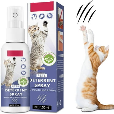 Cat Deterrent Spray, 3.38 FL Oz Natural Cat Spray Deterrent Indoor ...