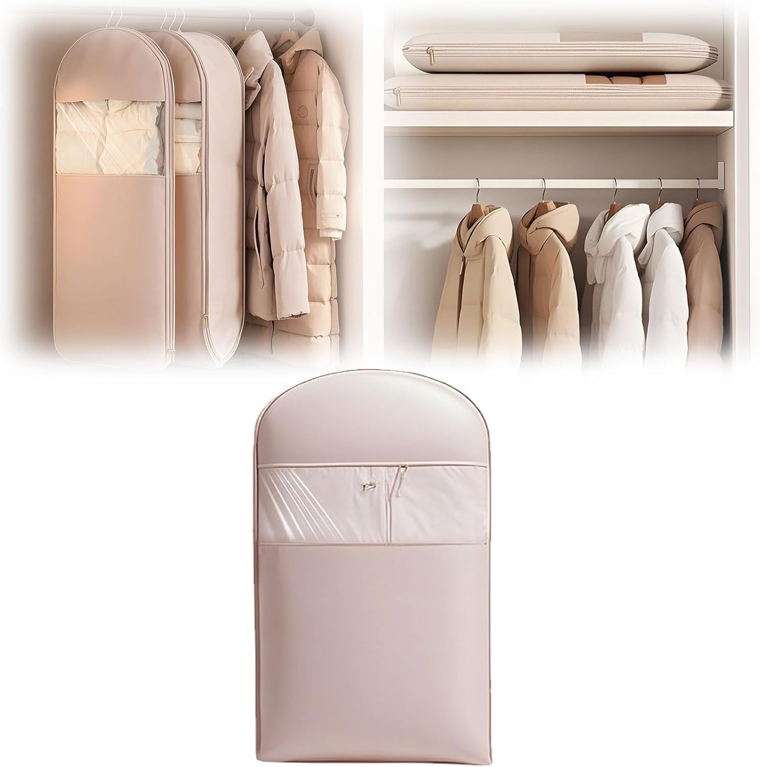 HeeHom Self-Compression Hanging Garment Bag for Clothes Storage | Space ...