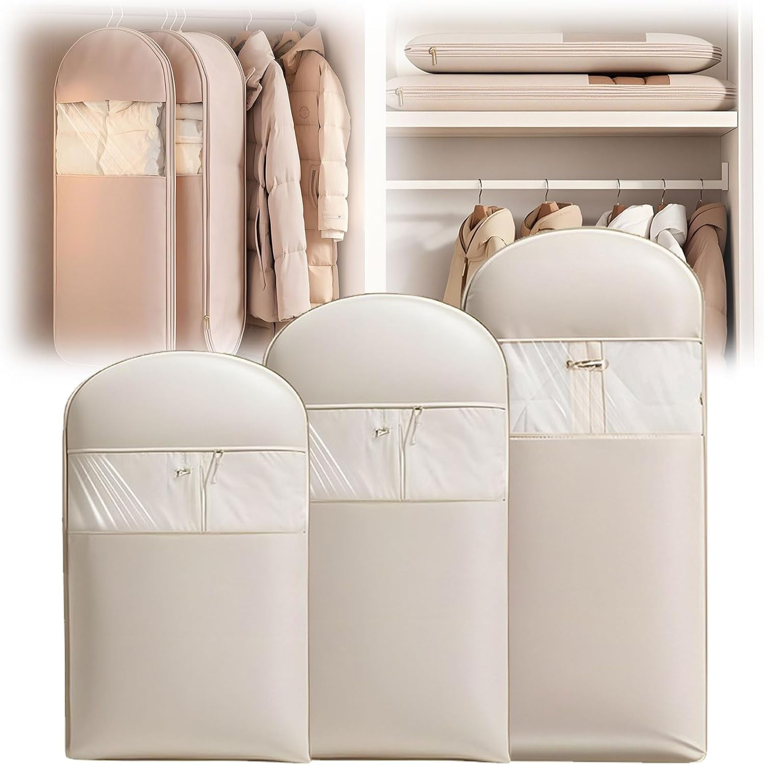 HeeHom Self-Compression Hanging Garment Bag for Clothes Storage | Space ...