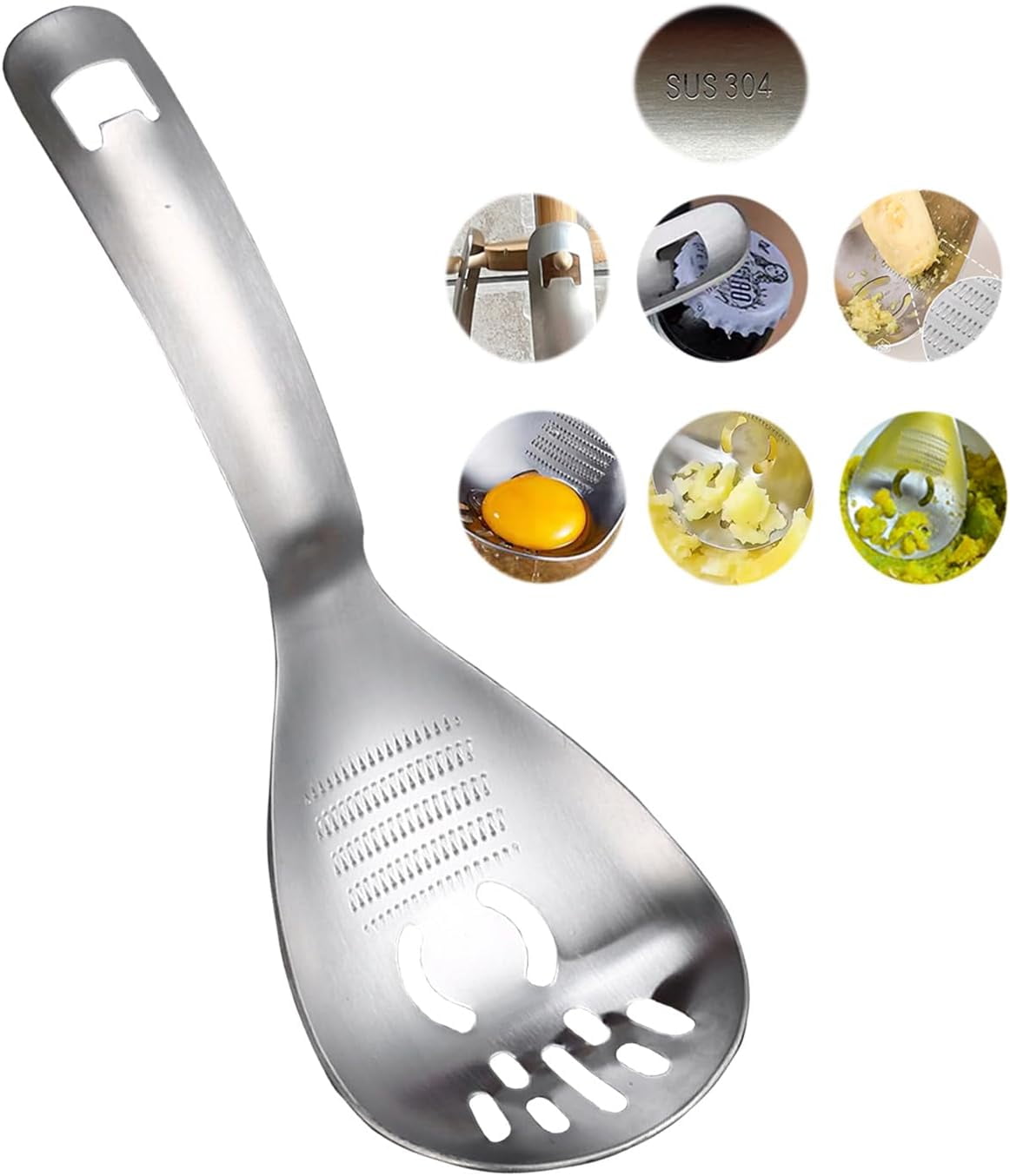 HeeHom Slotted Spoon,304 Stainless Steel 5-in-1 Multi-Functions Cooking ...
