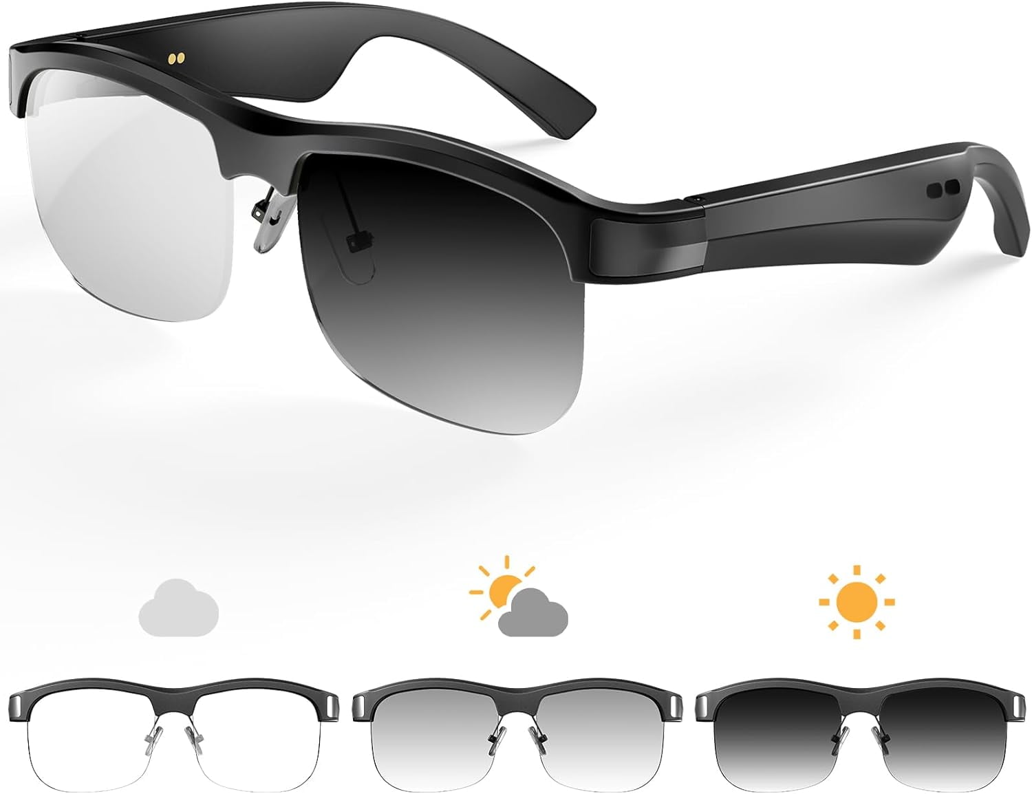 HeeHom Smart Glasses with Photochromic Lenses - Bluetooth Sunglasses ...