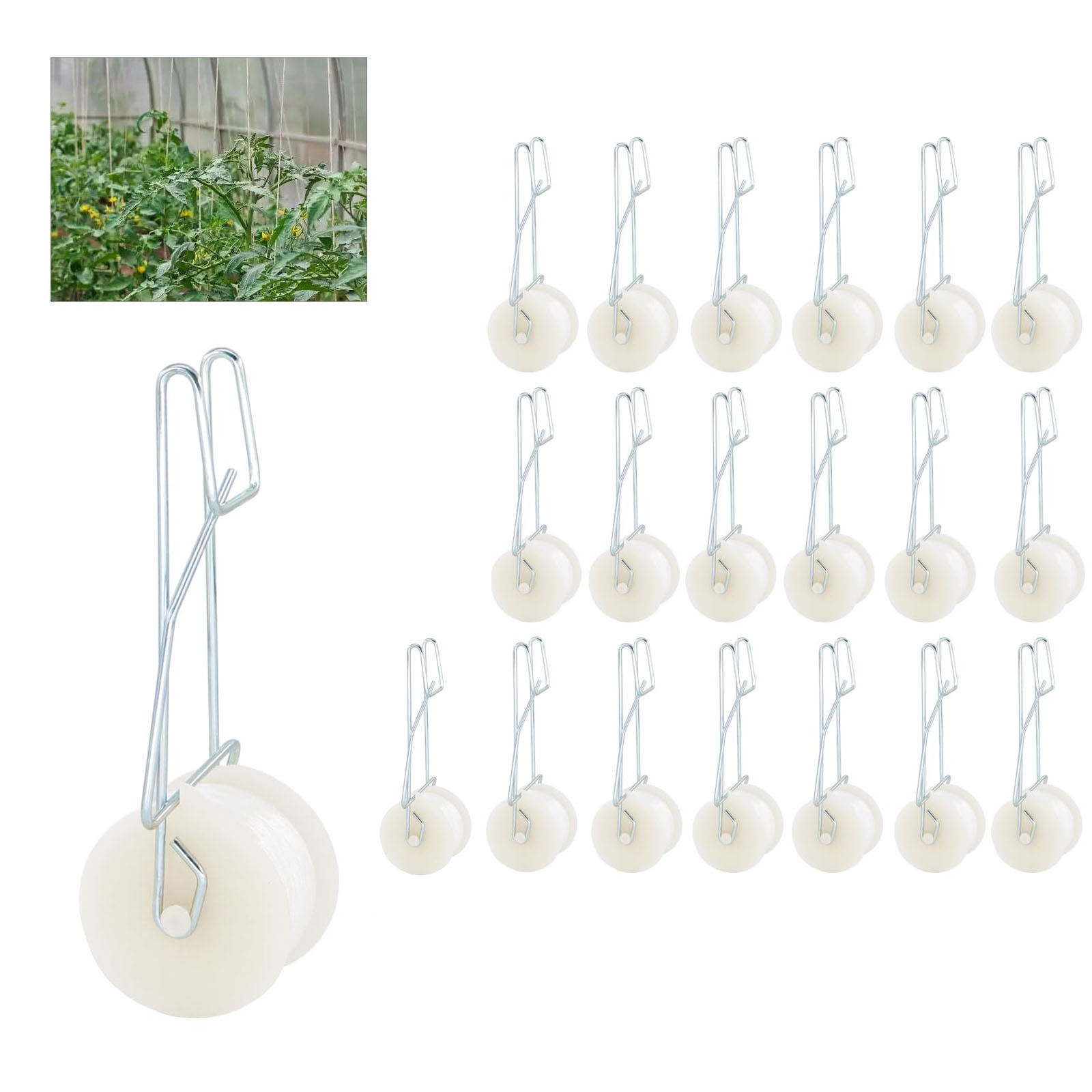 HeeHom Tomato Trellis Roller Hooks for Greenhouse,Plant Support Hooks ...