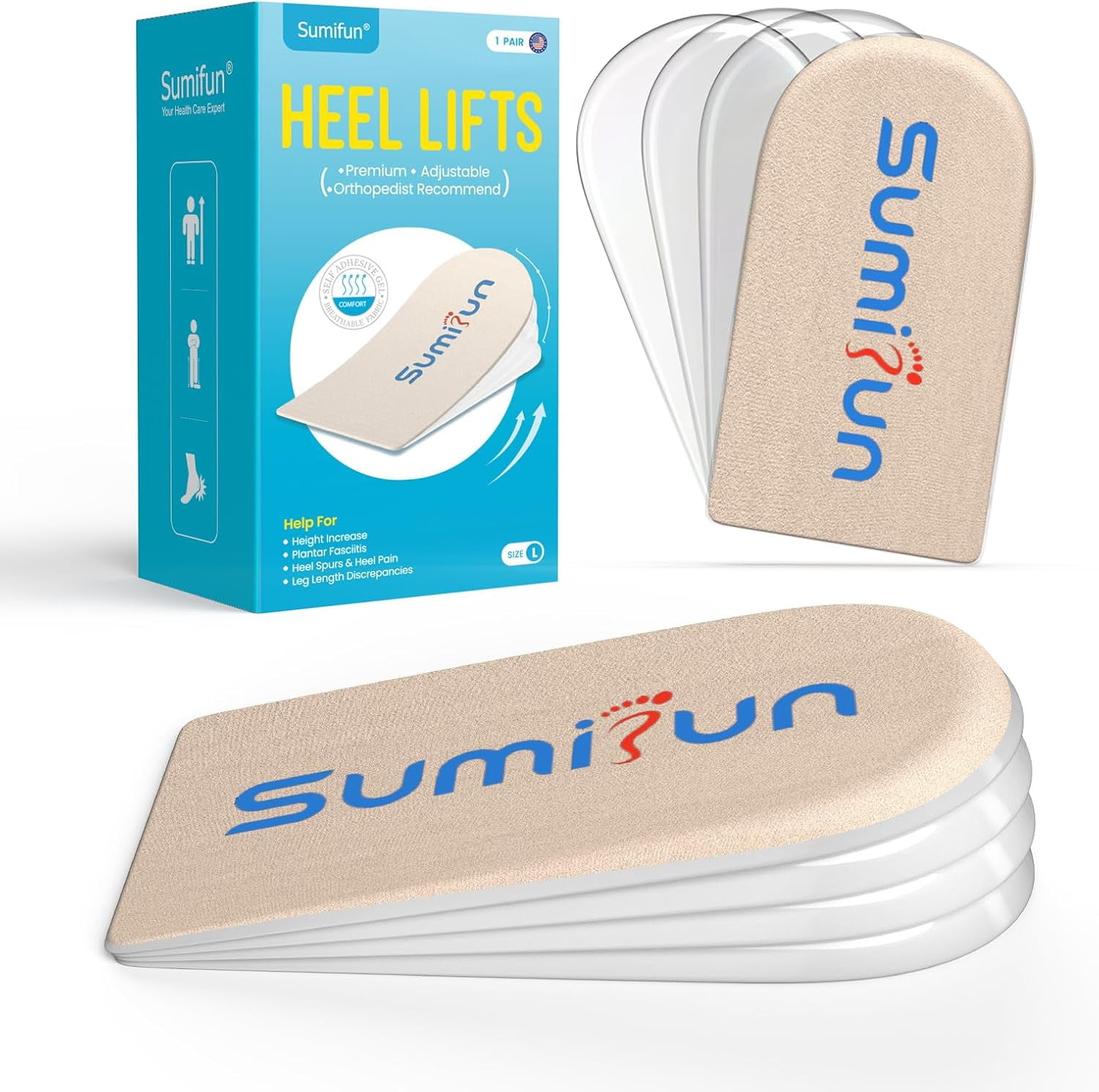 Heel Lift, 4-Layer 1 Inch Gel Shoe Lifts for Women Uneven Legs ...