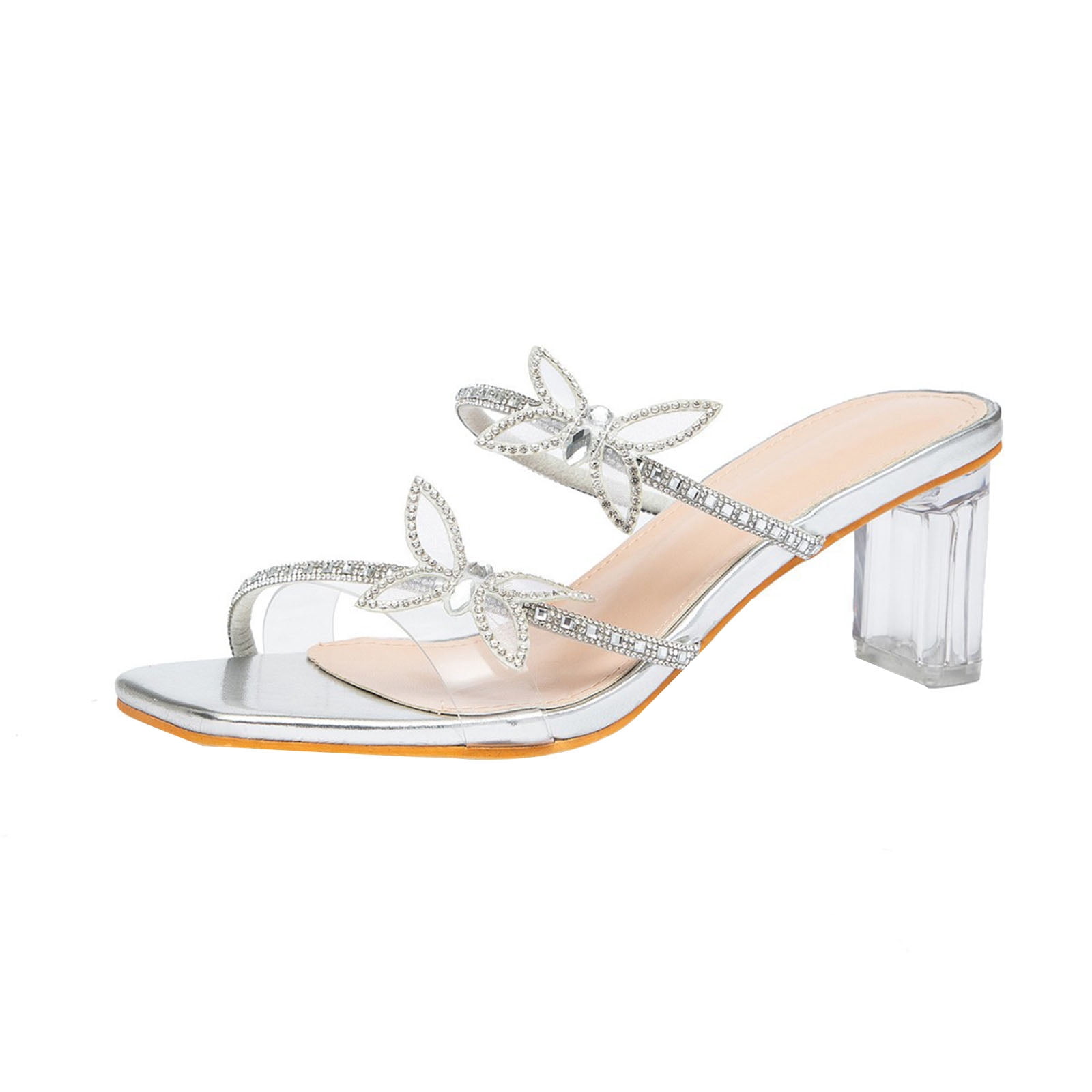 Heel Sandals for Women Butterfly design Sexy Open Toe Rhinestones High ...