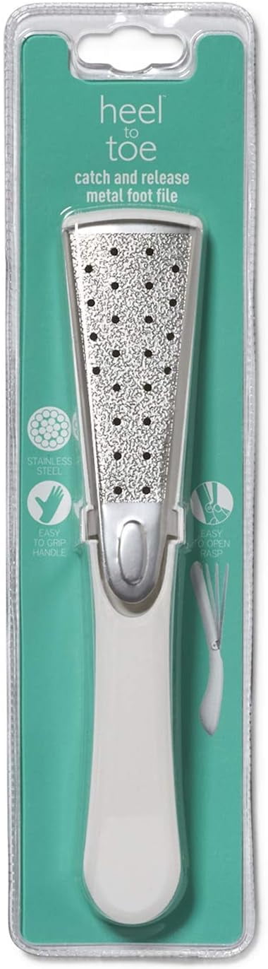 Heel to Toe Catch & Release Metal Foot File - Stainless Steel, Easy to ...