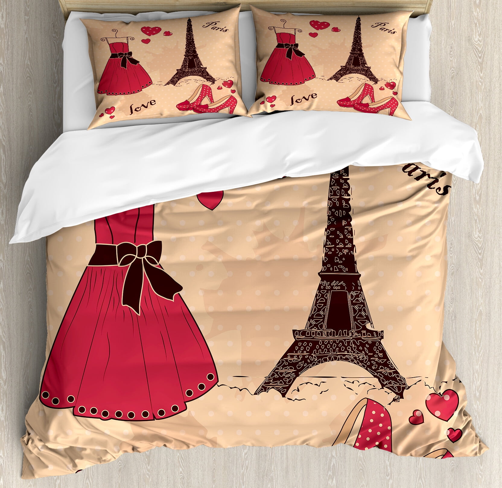 Heels and Dresses Duvet Cover Set, Paris Boutique French Retro Dress ...