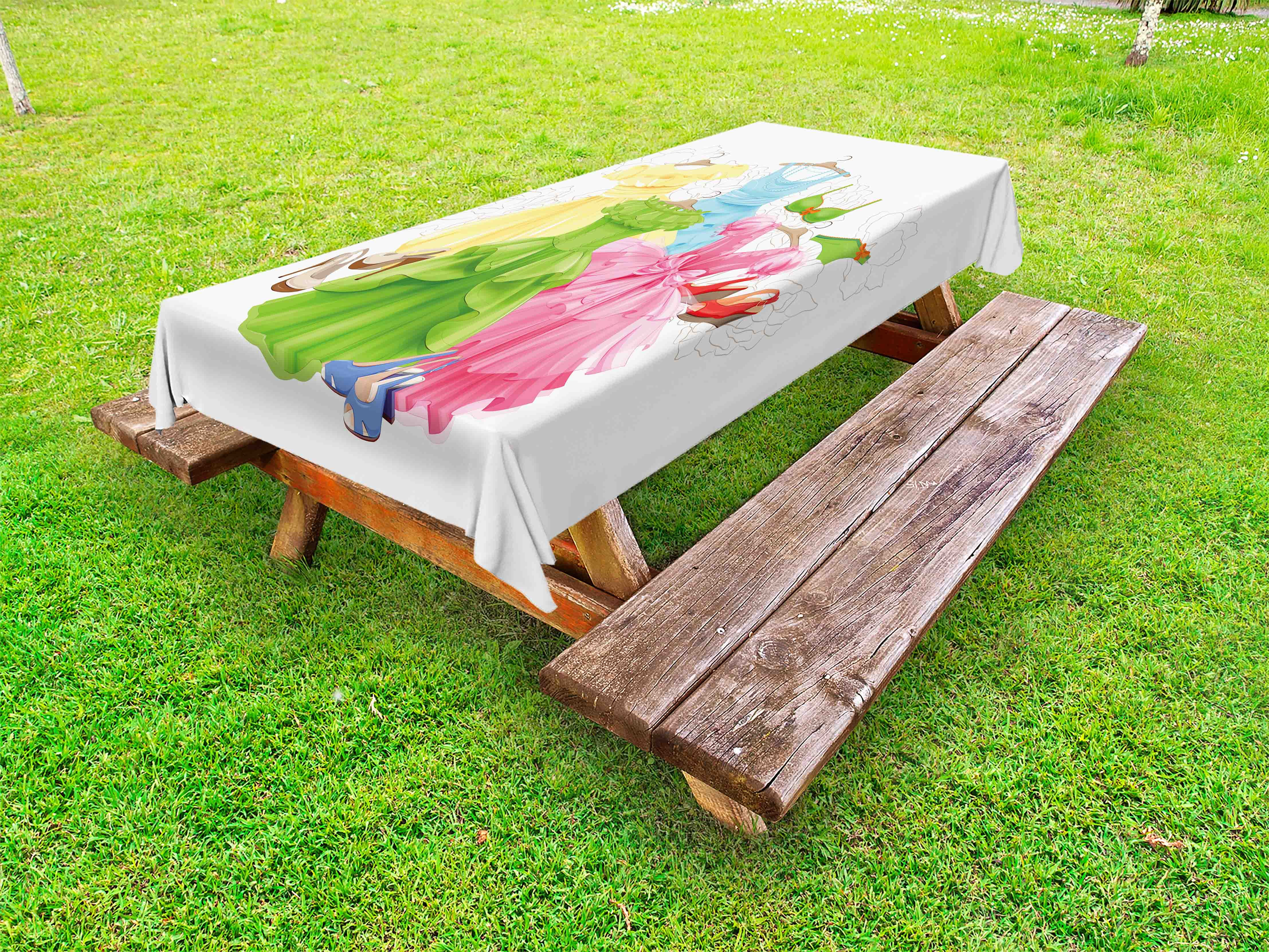 Heels and Dresses Outdoor Tablecloth, Princess Outfits Bikini Shoes ...