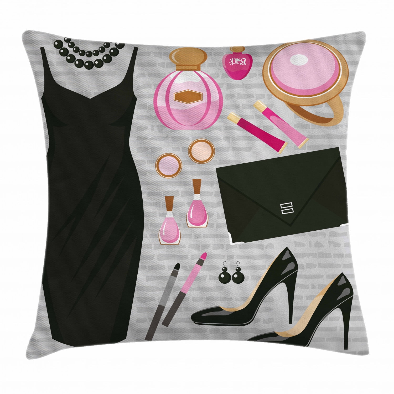 Heels and Dresses Throw Pillow Cushion Cover, Black Smart Cocktail ...