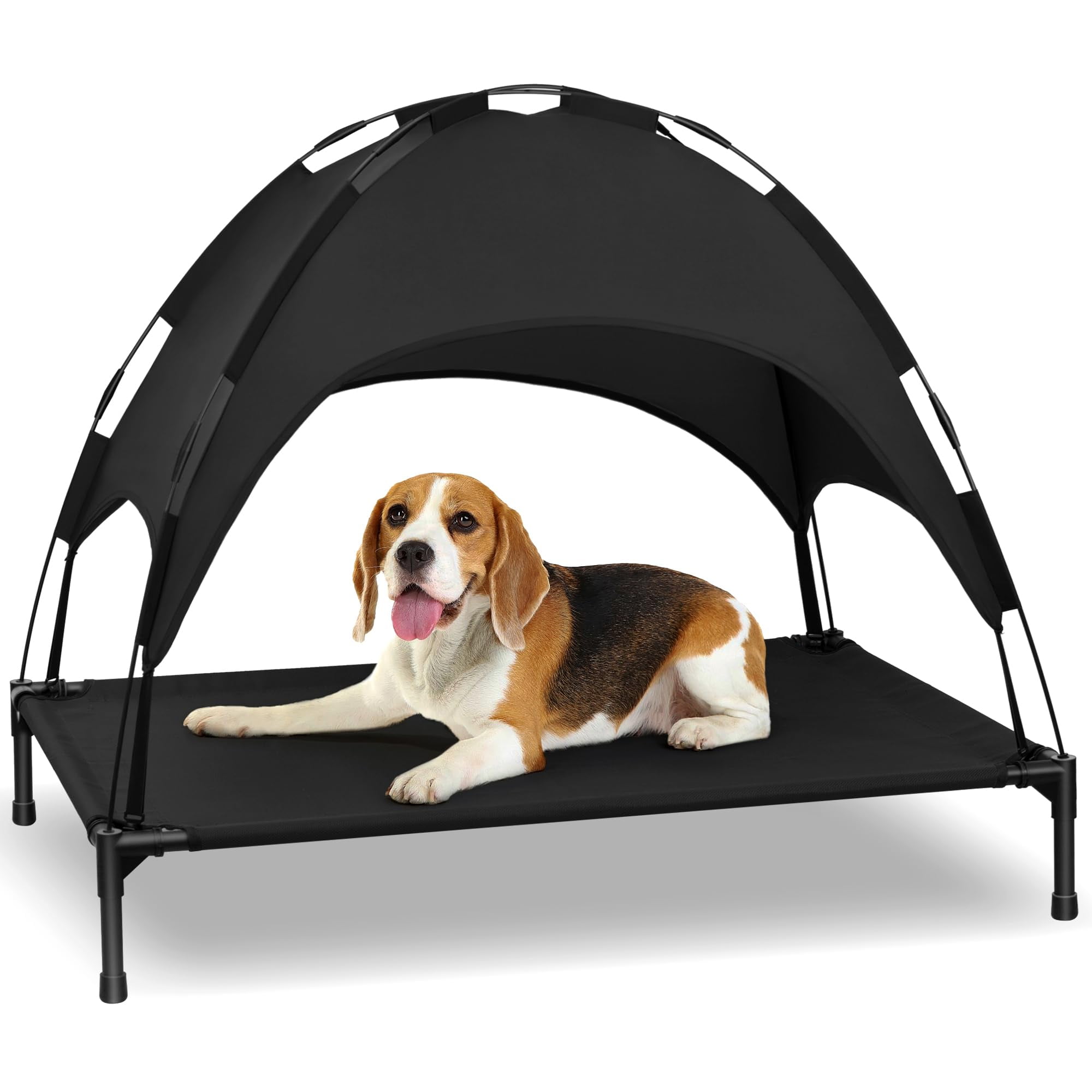 Heeyoo Elevated Dog Bed YYF14 with Canopy, Portable Dog Cot with Removable Shade Tent, Outdoor ...