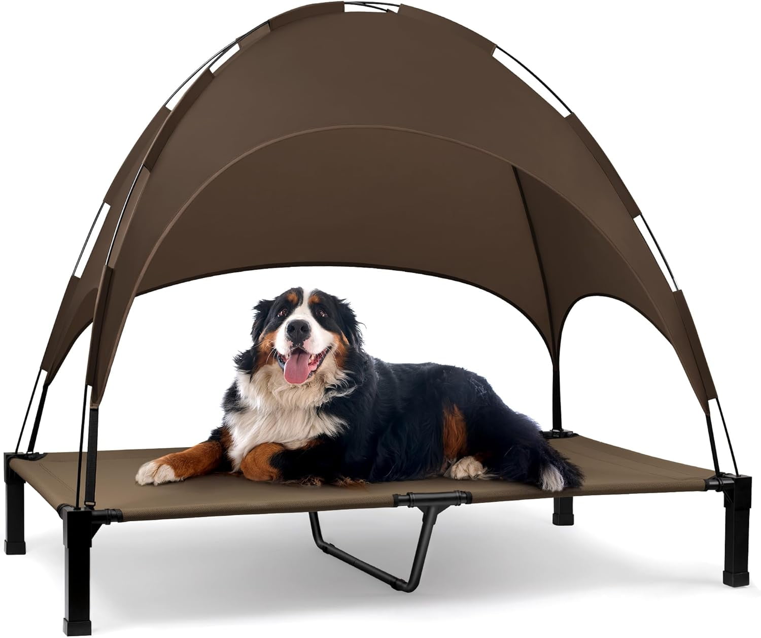 Elevated Dog Bed with Canopy, Portable Dog Cot with Removable Shade ...
