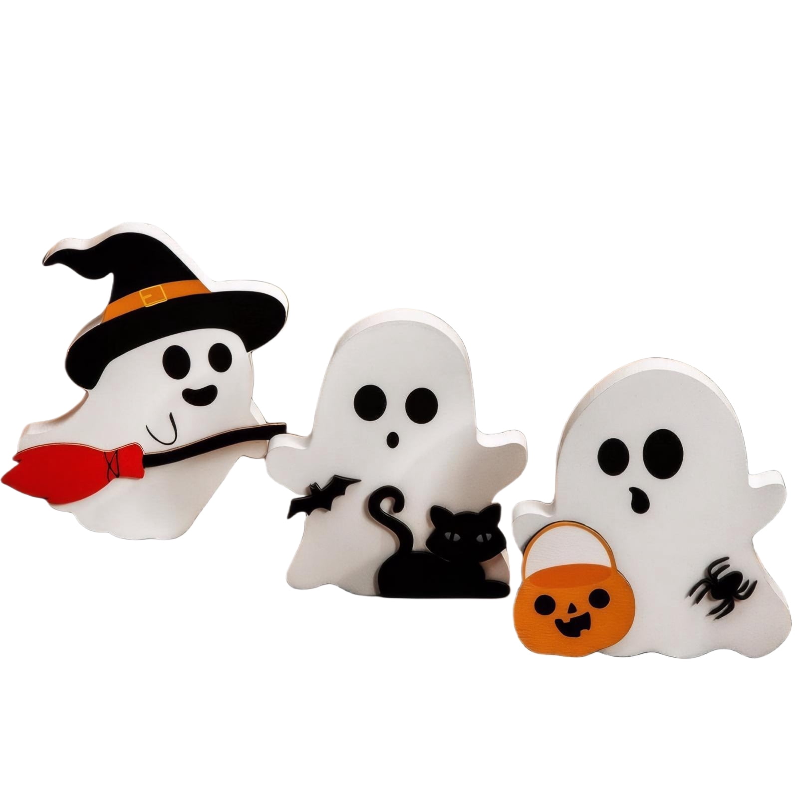 Hefilesy 3pcs Halloween Ghost Table Decorations Wooden Ghost Table ...