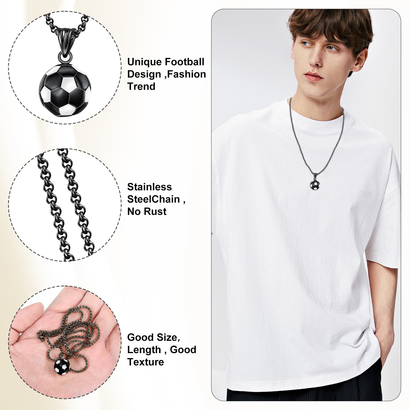 Hefilesy Exquisite And Romantic Pendant Necklace For Men Football Charm ...