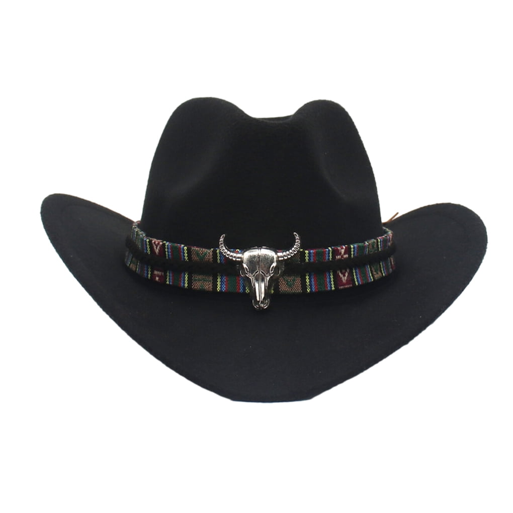 Hefilesy Retro Metal Bull Head Cowboy Hat Wide Brim And Comfortable For ...