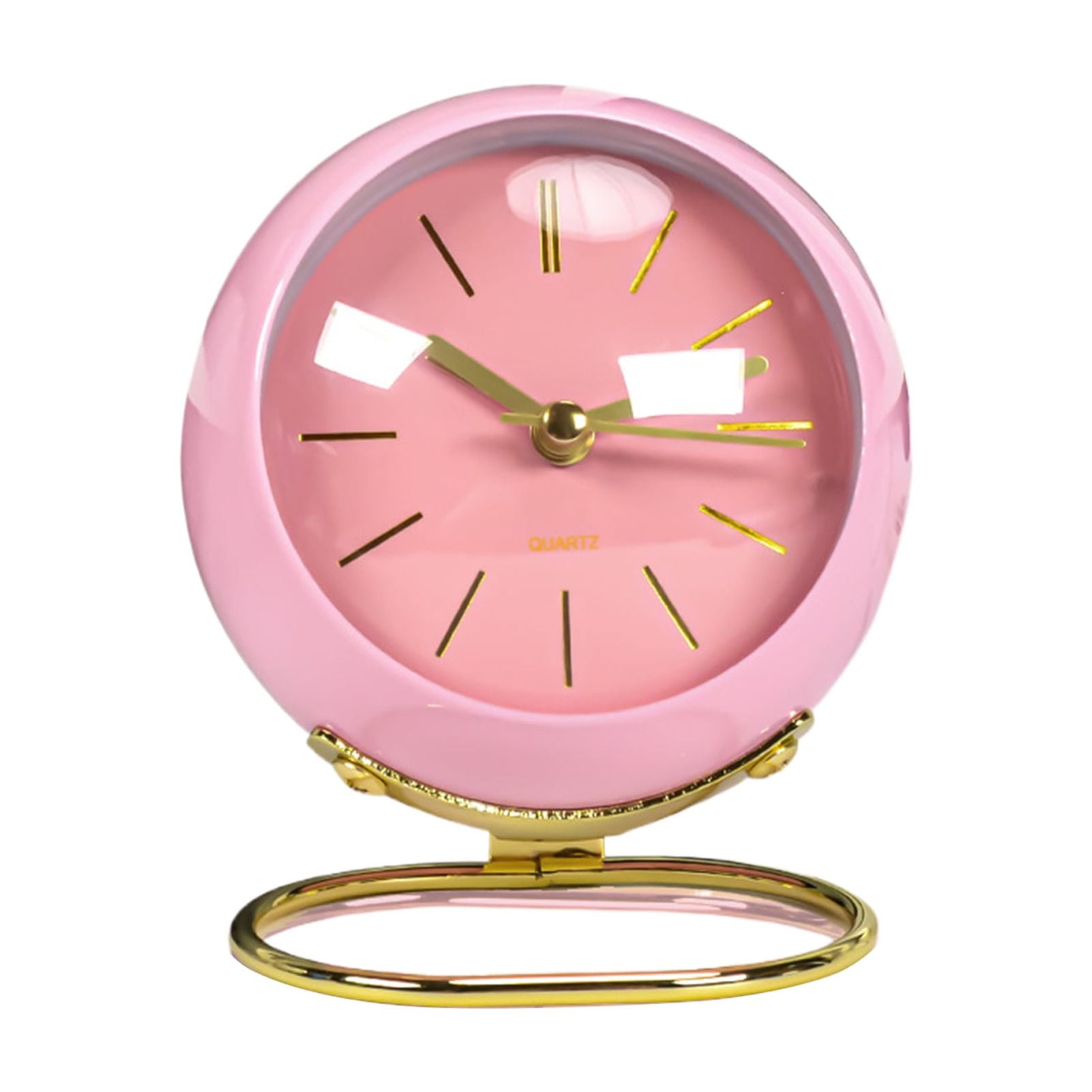 Hefilesy Sleek Gold Steel Rim Desk Clock With Luminous Alarm Function ...
