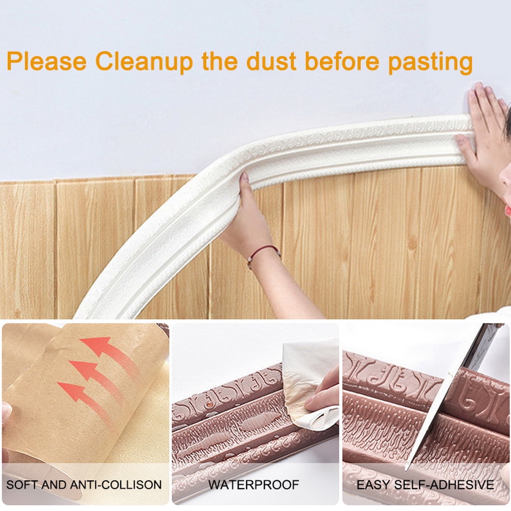 Heflashor 3D Foam Wall Stickers Self-Adhesive Foam Molding Trim Wall ...