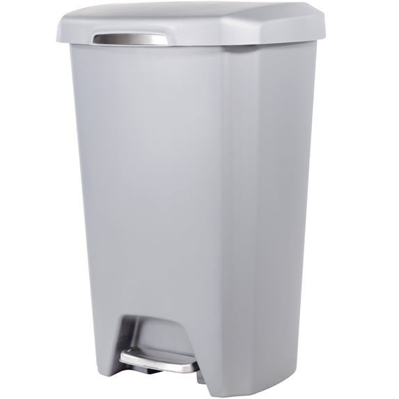 Hefty 12.1 Gallon Trash Can, Plastic Soft Close Step On Kitchen Trash ...