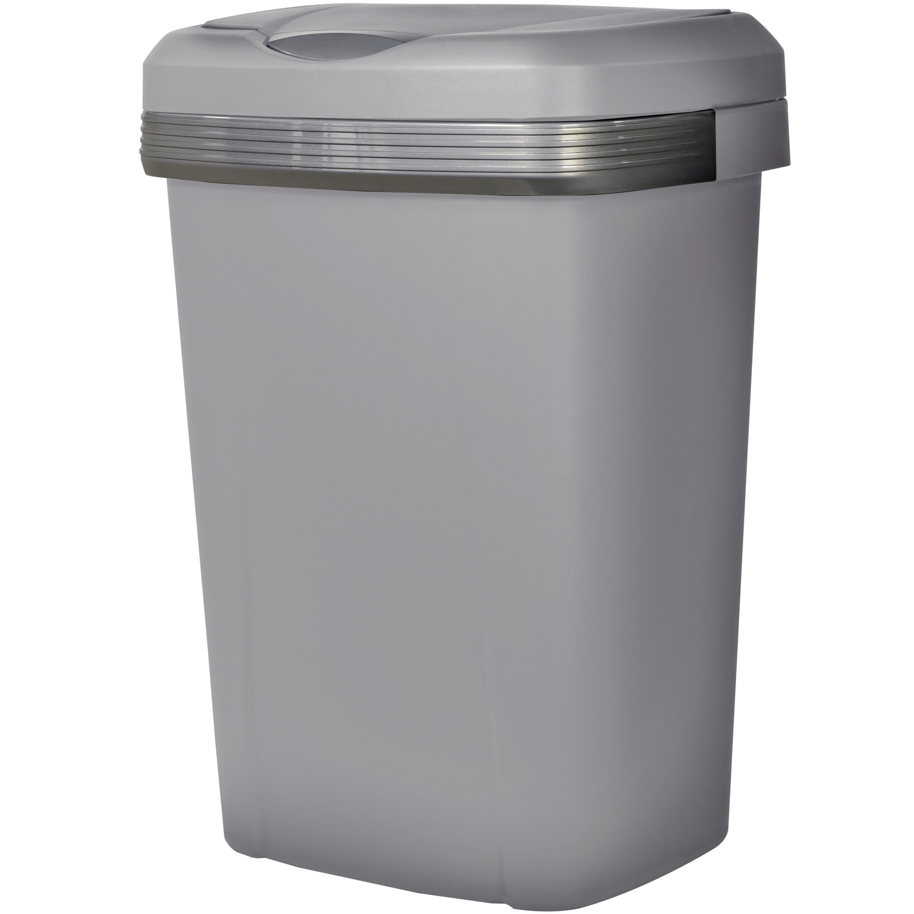 Hefty Kitchen Trash Can, 12.1 Gallon Plastic Touch Top Garbage Bin with ...