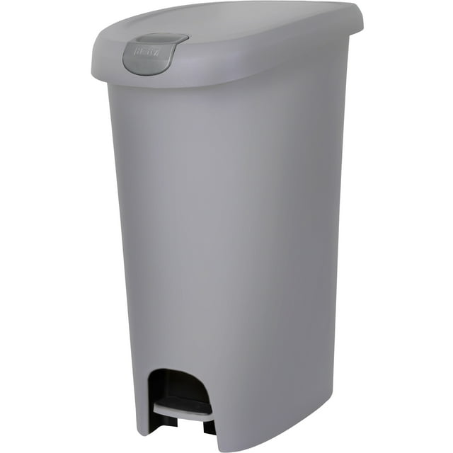 Hefty 12 Gallon Trash Can, Plastic Slim Lockable Step On Kitchen Trash ...