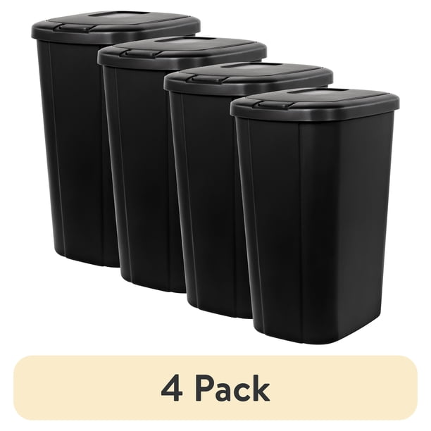 (4 pack) Hefty 13.3 Gallon Trash Can, Plastic Touch Top Kitchen Trash ...
