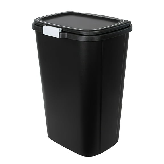 13.3-Gallon Touch Lid Kitchen Trash Can – Matte Black, Slim Plastic ...