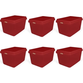 Hyper Tough 27 Gallon Clear Plastic Storage Bin with Red Lid, Stackable ...