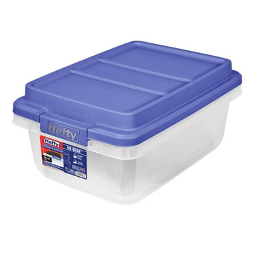 Hefty 32 Quart Clear Plastic Storage Bin with Blue HI-RISE Lid, Adult ...