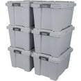 Hefty 18 gal Max Pro Plastic Utility Storage Tote, Gray, 6 Pack ...