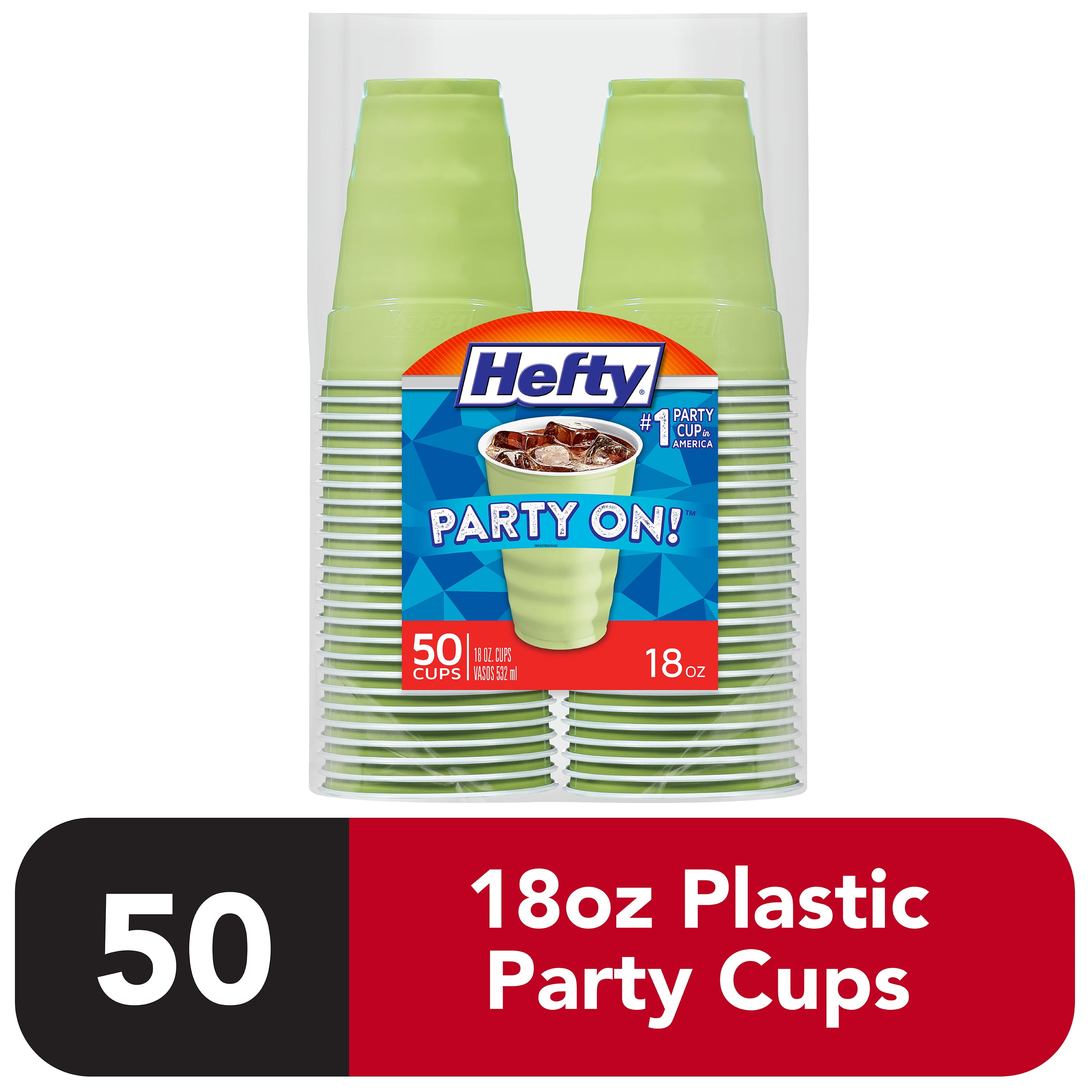 Hefty Mint Green Disposable Party On Plastic Cups, 18 oz, 50 Count ...