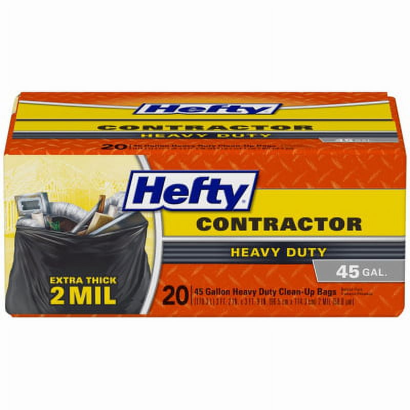 Hefty 22 Count 45 Gallon Gray Heavy Duty Extra Large Clean Up Contract ...