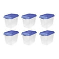 Hefty 32 Qt. Clear Plastic Storage Bin with Blue HI-Rise Lid, 6 Pack ...