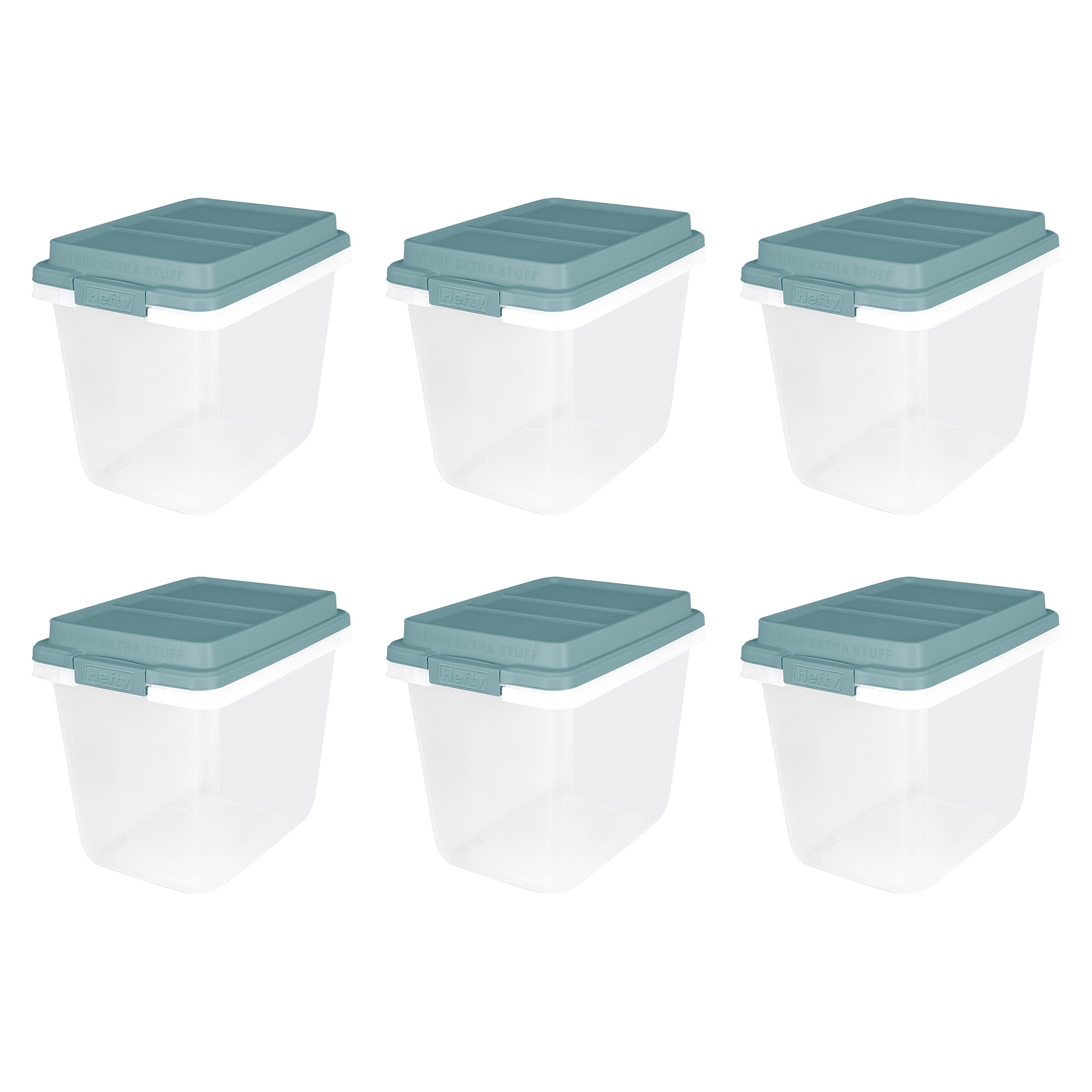 Hefty Plastic Storage Bins with Lids, Stackable Organizer, Smoke Blue ...