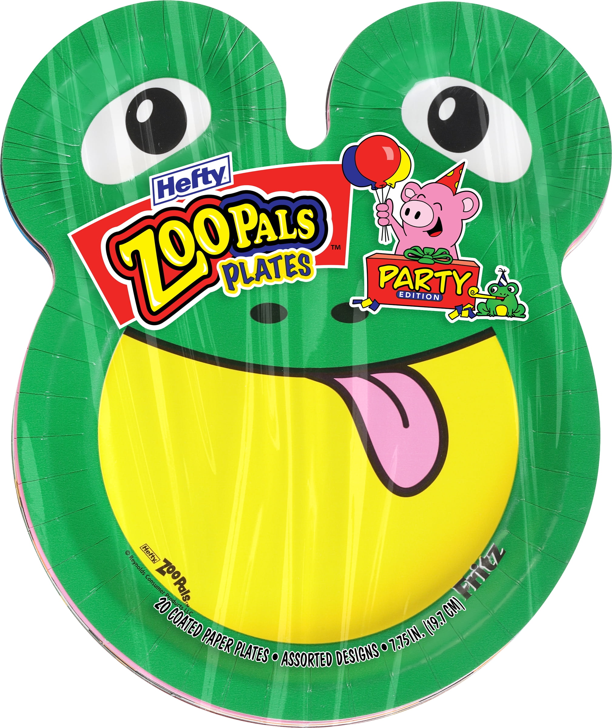 Hefty Paper Green Zoo Pals Party Plates with Dipping Compartments 7.75 ...