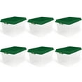 Hefty 72 Quart Clear Plastic Christmas Storage Bin with Holiday Green ...