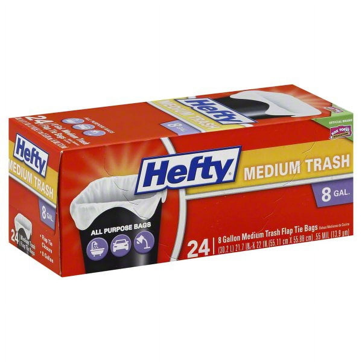 Hefty Easy Flap Tie Medium Garbage Bags, 8 Gallon, 24 Count - Walmart.com