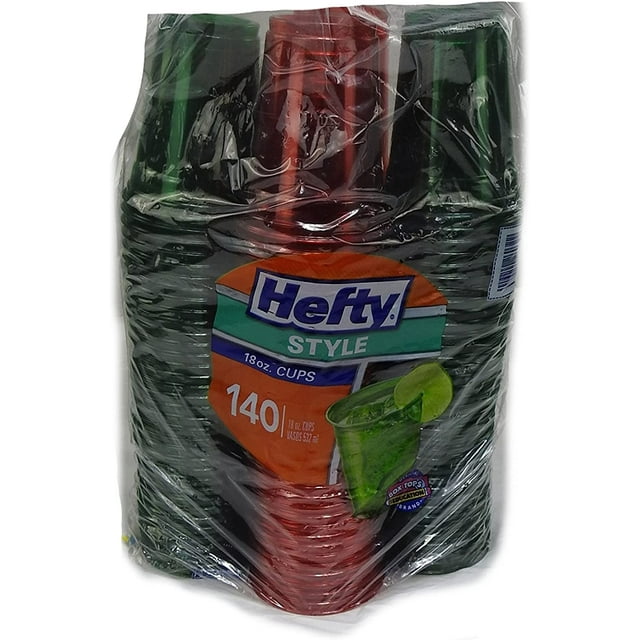 Hefty Disposable Clear 2 Colors Hard Plastic Christmas Drinks Cups, 18 ...