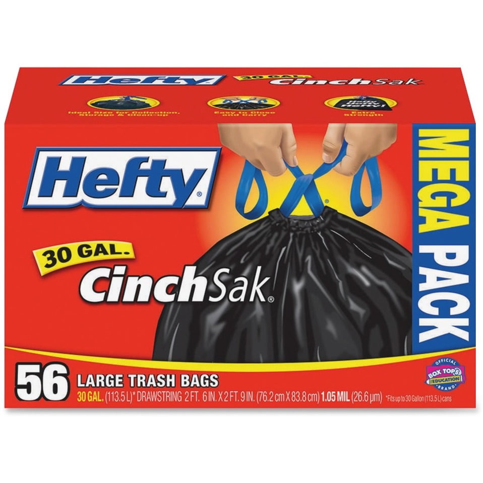 Hefty Ultra Strong Cinch Sak Tall Kitchen & Trash Bags, 30 Gal, 1.1m ...