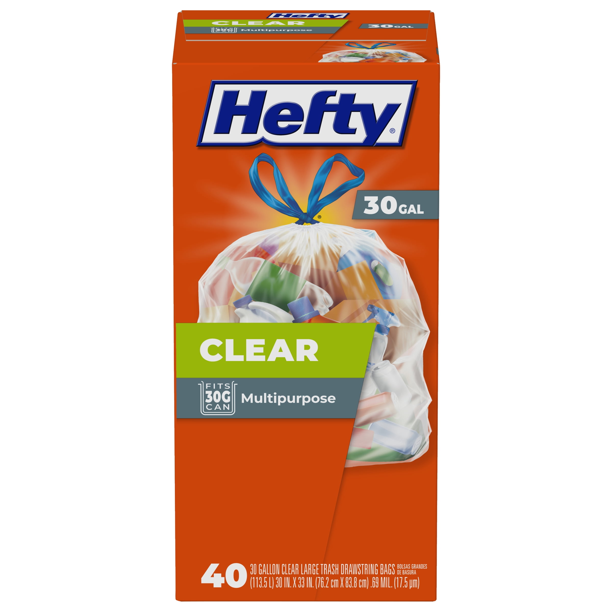 Hefty Clear Trash Bags, Clear, 30 Gallon, 40 Count - Walmart.com
