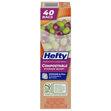 Hefty QT Slider Food Storage Bags, Quart Size, 78 Count, Pack of 1 ...