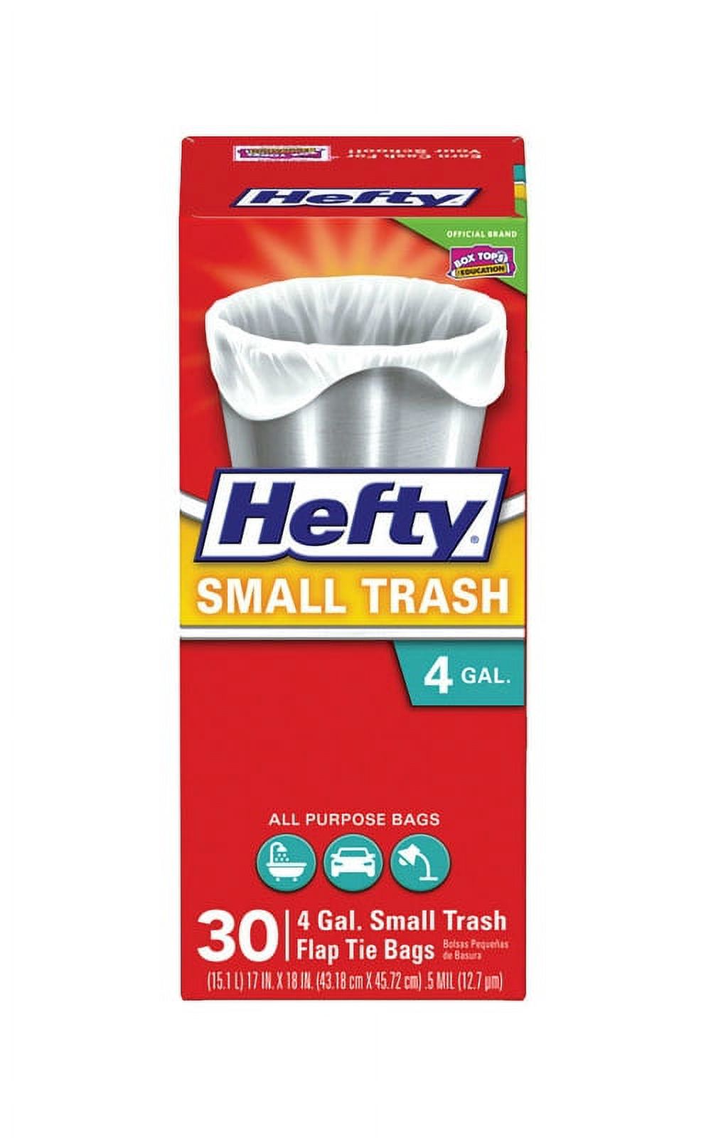 Hefty E20119 Small Trash Flap Tie Trash Bags, White, 4 Gallon - Walmart.com