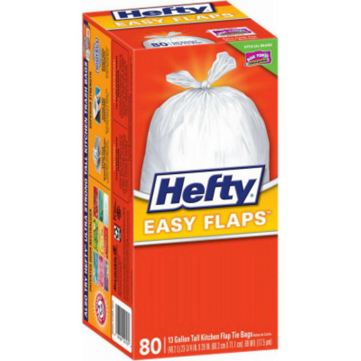 Hefty E84563 Easy Flaps Tall Kitchen Flap Tie Bags, White, 13-Gallon ...