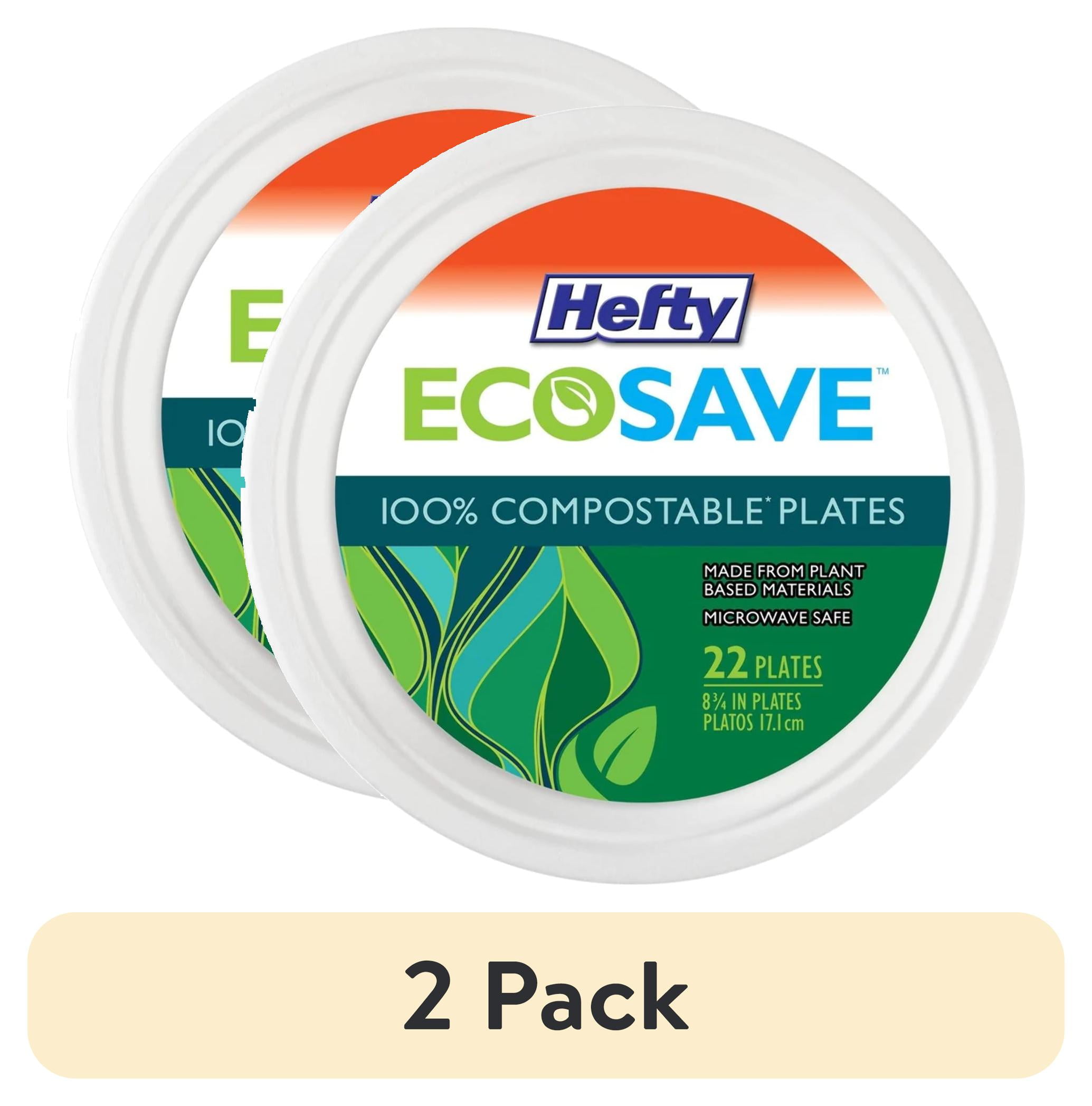 (2 pack) Hefty ECOSAVE Compostable Paper Plates, 8 3/4 inch, 22 Count ...