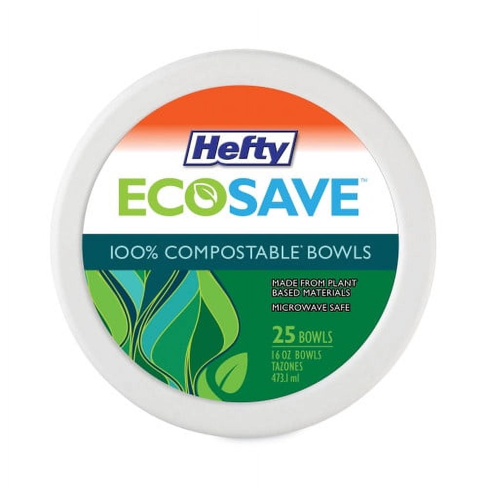 Hefty ECOSAVE Tableware, Bowl, Bagasse, 16 oz, White, 25/Pack, Each ...