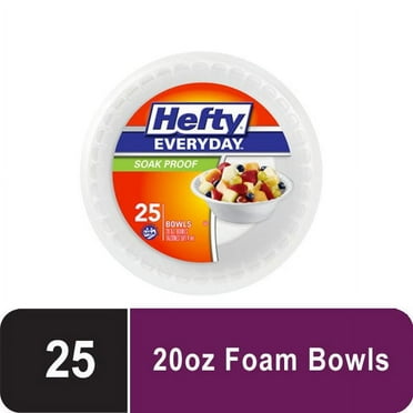 Hefty Supreme Disposable Soak-Proof Foam Bowls - 20oz. Pack of 120 ...