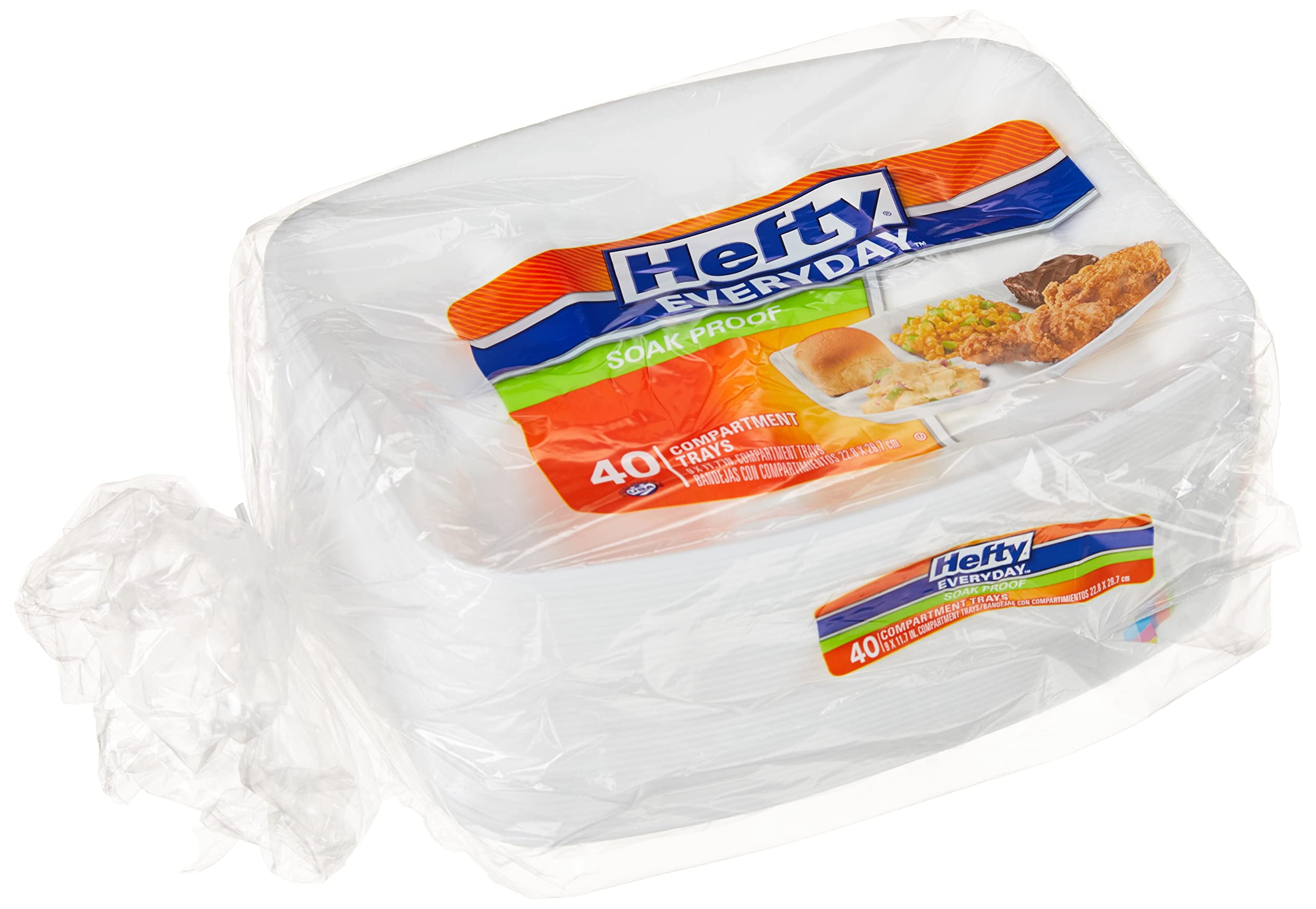 Hefty Everyday Soak-Proof Foam Compartment Tray, ZLK1 White, 9 x 11 ...
