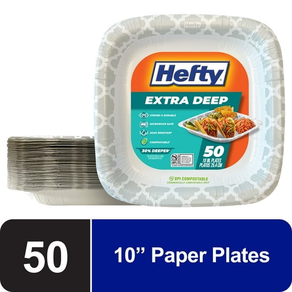 Hefty Extra Deep 10 Inch Paper Plates, 50 Count- 2 Pack - Walmart.com