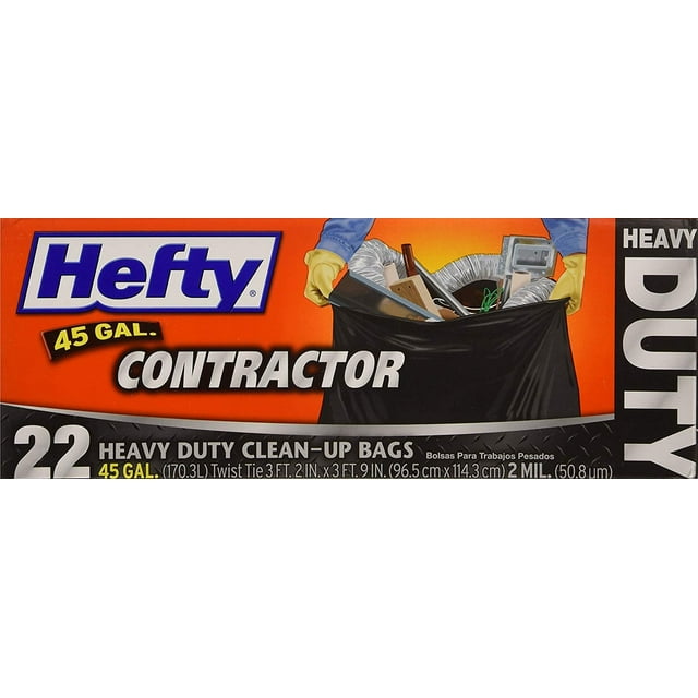 Hefty Heavy Duty Contractor Bags - 45 Gallon, 4 Packs of 22 Count 88 ...