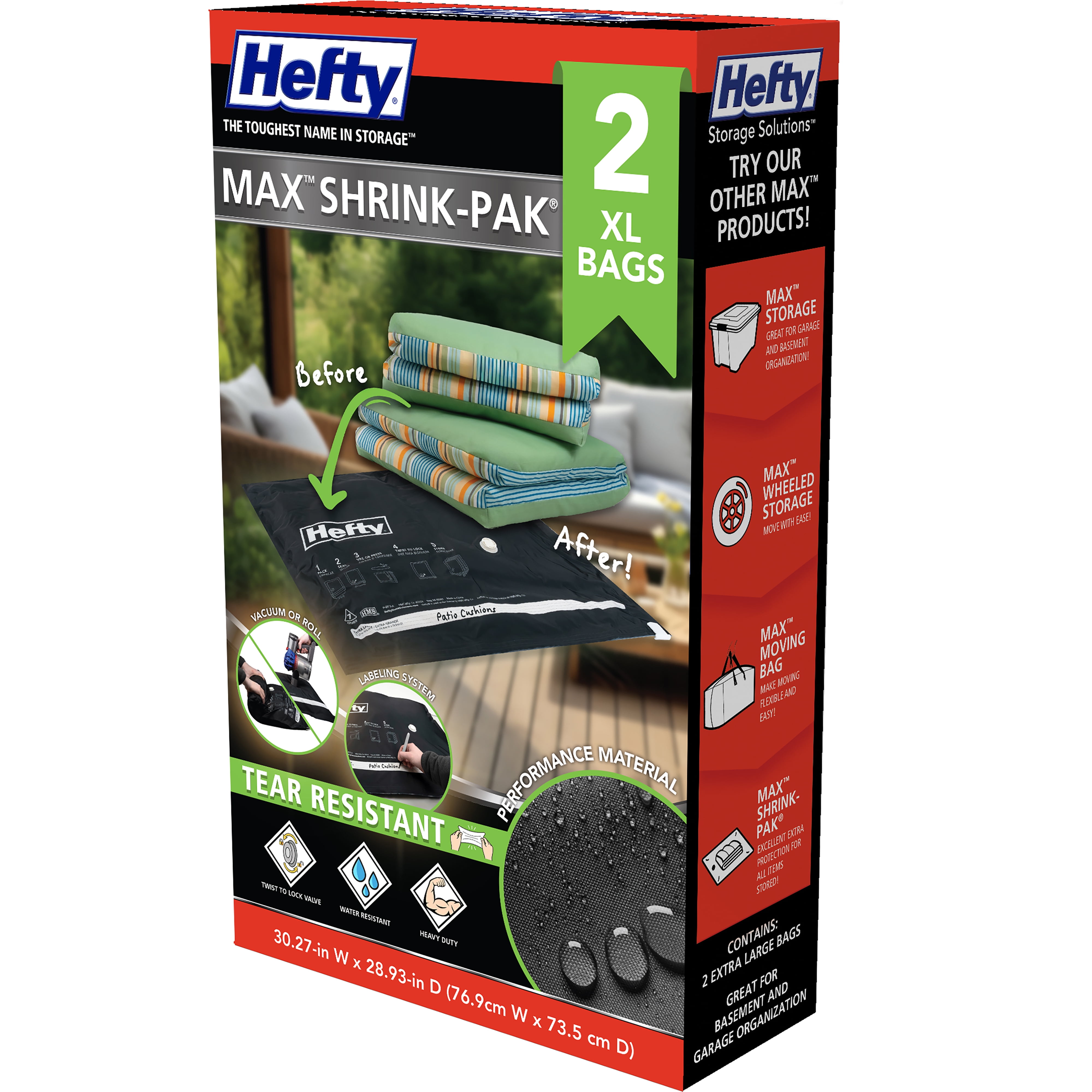 Hefty MAX Shrink-Pak Vacuum Compression Bag, Closet Organizer, 2 Pack ...