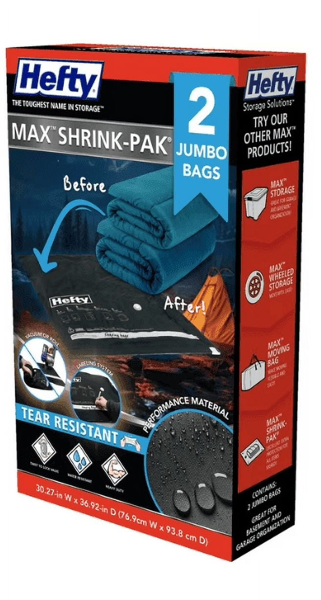 Hefty Max Shrink-Pak 2 Jumbo Vacuum Compression Bags, Closet Garage ...