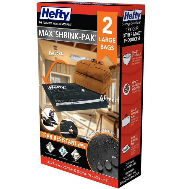 Hefty Max Shrink-Pak Portable Closet and Garage Organizer, Black ...