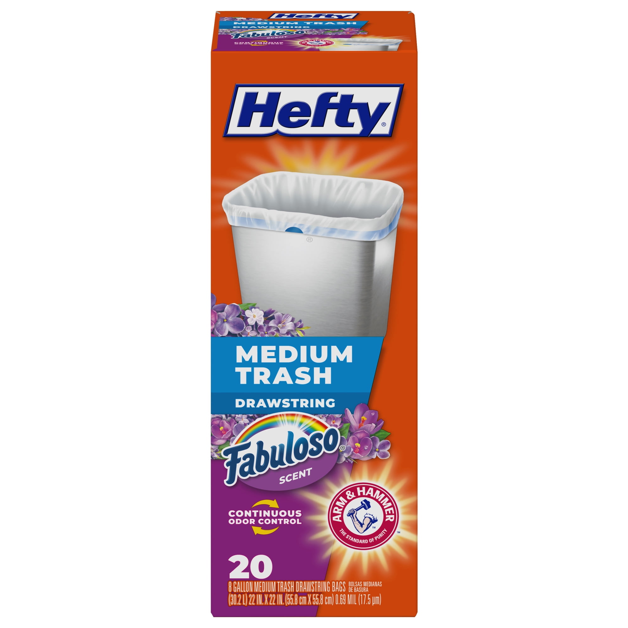 Hefty Medium Trash Bags, Fabuloso Scent, 8 gallon, 20 Count - Walmart ...